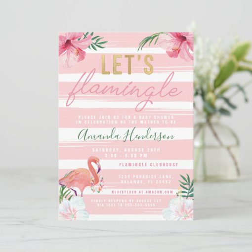 Let's Flamingle Flamingo Invitation | Zazzle