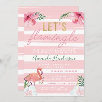 Let's Flamingle Flamingo Invitation | Zazzle