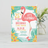 Let's Flamingle Flamingo Tropical Floral Birthday Invitation | Zazzle