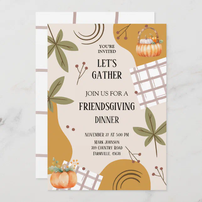 let's gather friendsgiving Potluck Invitation | Zazzle