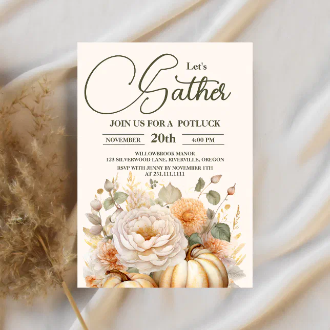 Let's Gather Thanksgiving Dinner Holiday Invitation | Zazzle