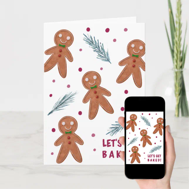 Lets Get Baked Gingerbread Man Holiday Card | Zazzle