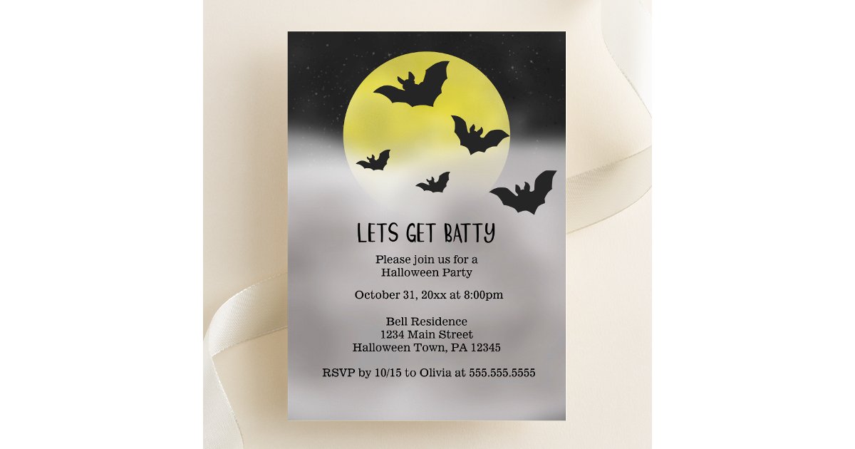 Let's Get Batty Halloween Party Invitation | Zazzle