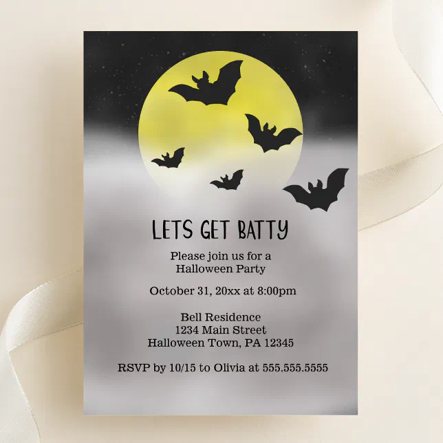 Let's Get Batty Halloween Party Invitation | Zazzle