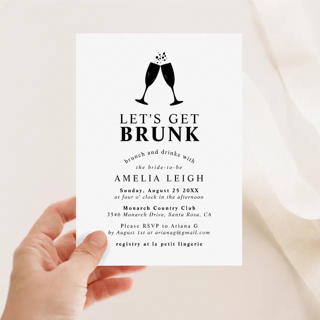 "Let's Get Brunk" Brunch & Drinks Bridal Shower Invitation | Zazzle