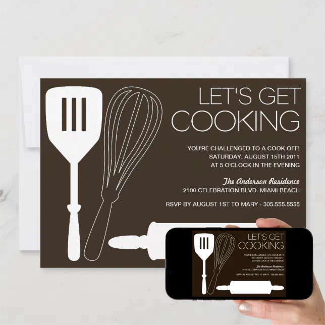 LET'S GET COOKING | COOK OFF PARTY INVITATIONS | Zazzle