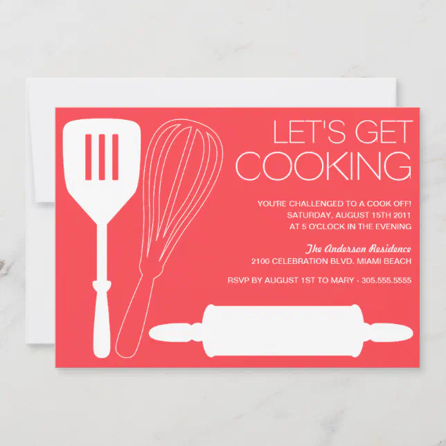 LET'S GET COOKING | COOK OFF PARTY INVITATIONS | Zazzle