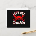 Let's Get Crackin Seafood Crabbing Crab Lobster Postcard | Zazzle