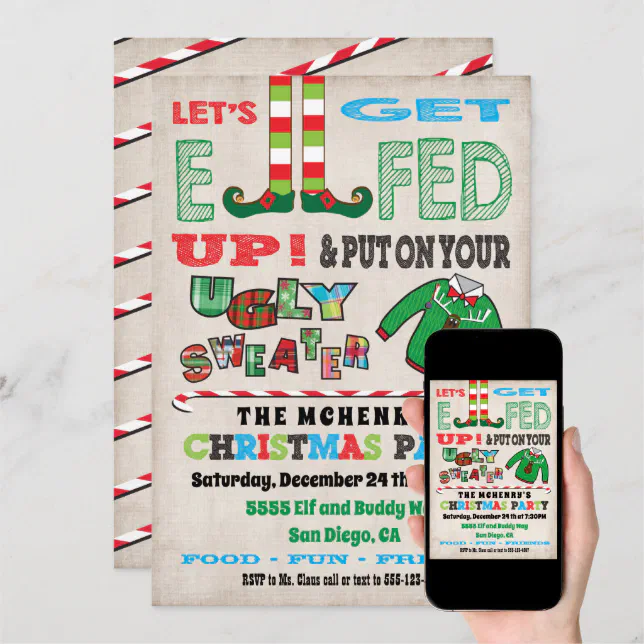 Let's get Elfed up Chrismas Party Elf invitation | Zazzle