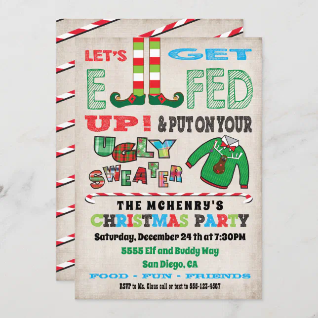 Let's get Elfed up Chrismas Party Elf invitation | Zazzle
