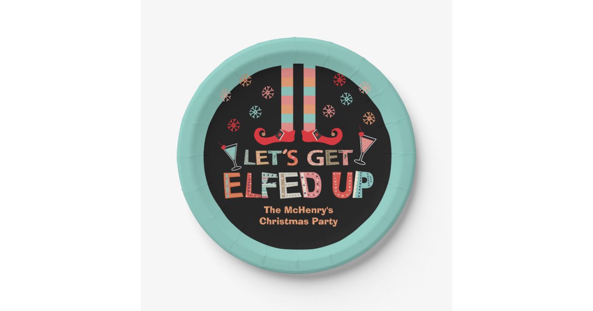 Let's Get Elfed Up Chrismas Party Elf Paper Plates | Zazzle