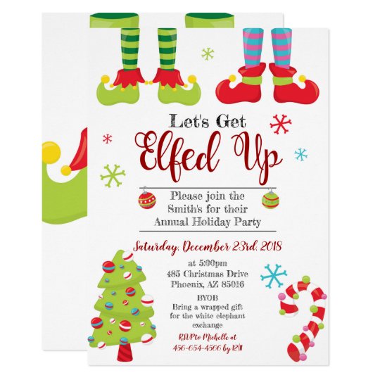 Let's get Elfed Up Christmas Party Elf Xmas Invitation | Zazzle.com