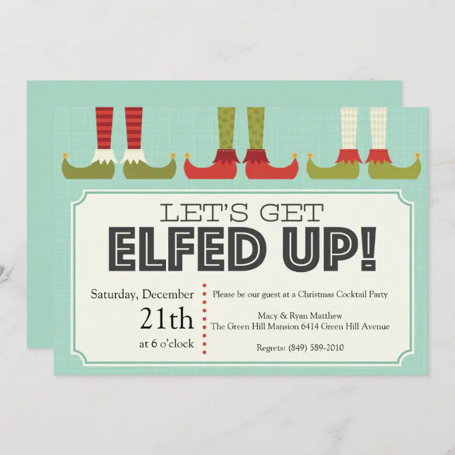 Let's Get Elfed Up Christmas Party Invitation | Zazzle