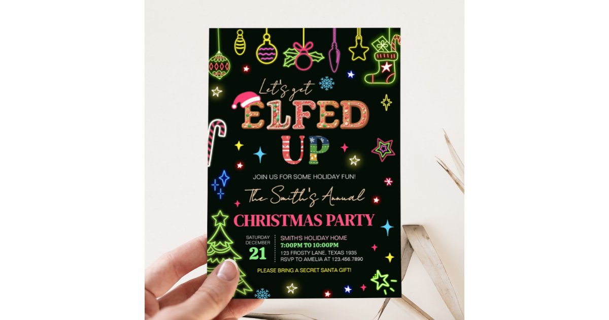 Let's Get Elfed Up Christmas Party Invitation | Zazzle