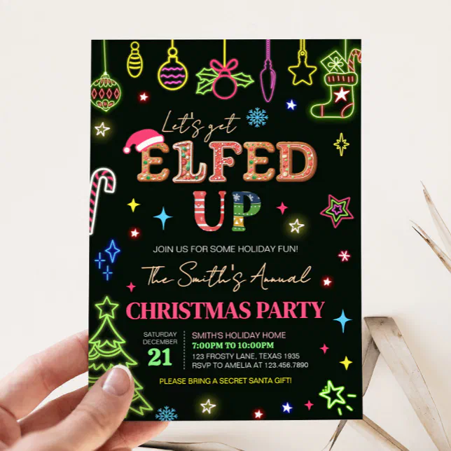 Let's Get Elfed Up Christmas Party Invitation | Zazzle
