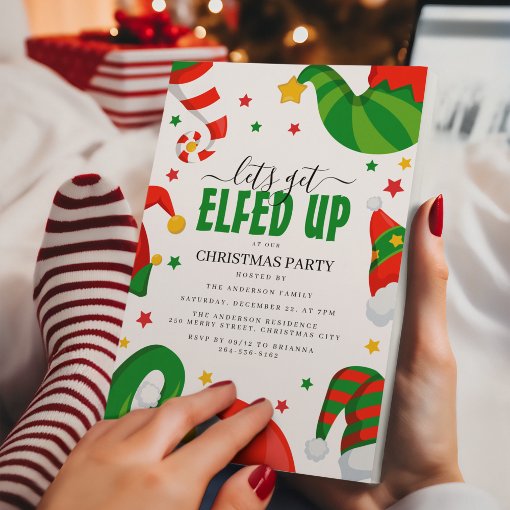 Lets Get Elfed Up | Christmas Party Invitation | Zazzle