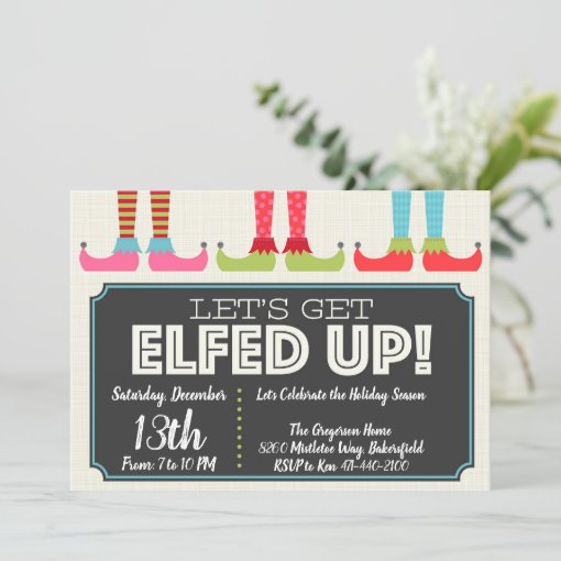 Let's Get Elfed Up Christmas Party Invitation | Zazzle