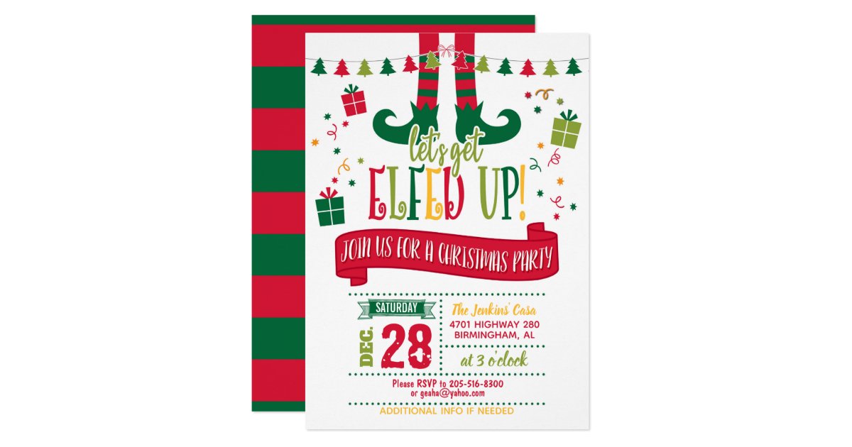 Let's Get Elfed Up Christmas Party Invitation - WH | Zazzle.com