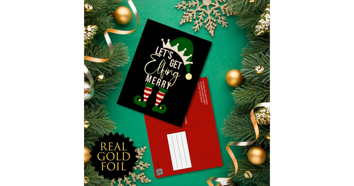 Let's Get Elfing Merry Elf Christmas Gold Foil Hol Foil Holiday ...