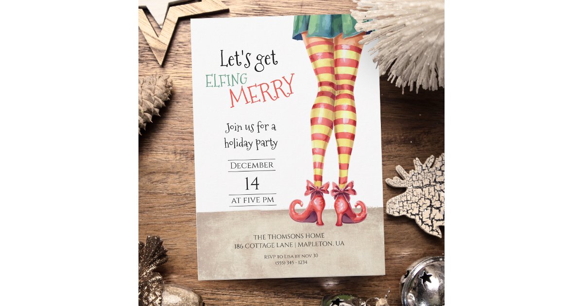 Let's Get ELFING Merry Fun Holidays Party Invitation | Zazzle