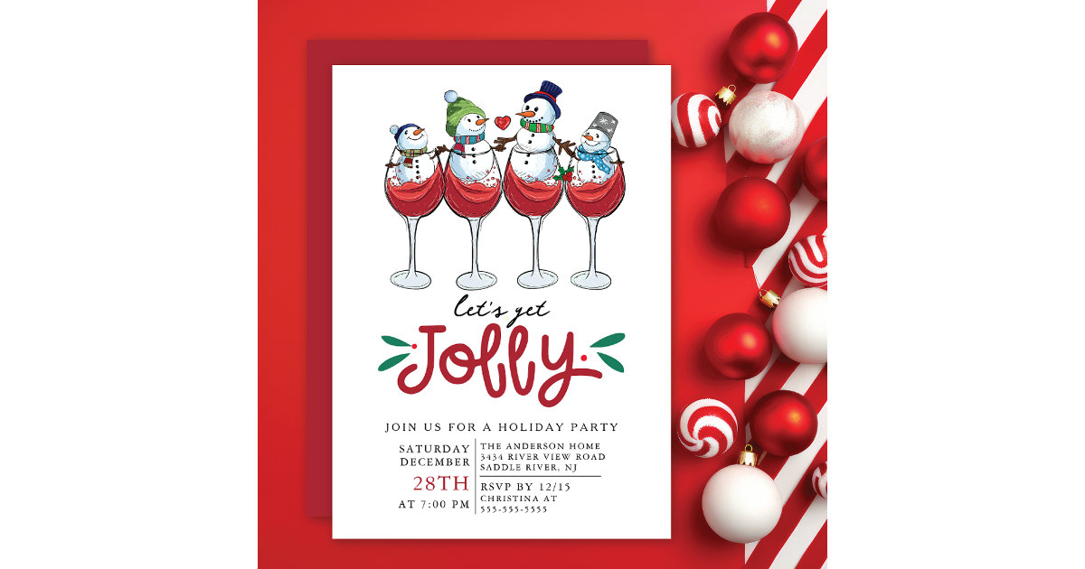 Let's Get Jolly Christmas Cocktail Party Invitation | Zazzle