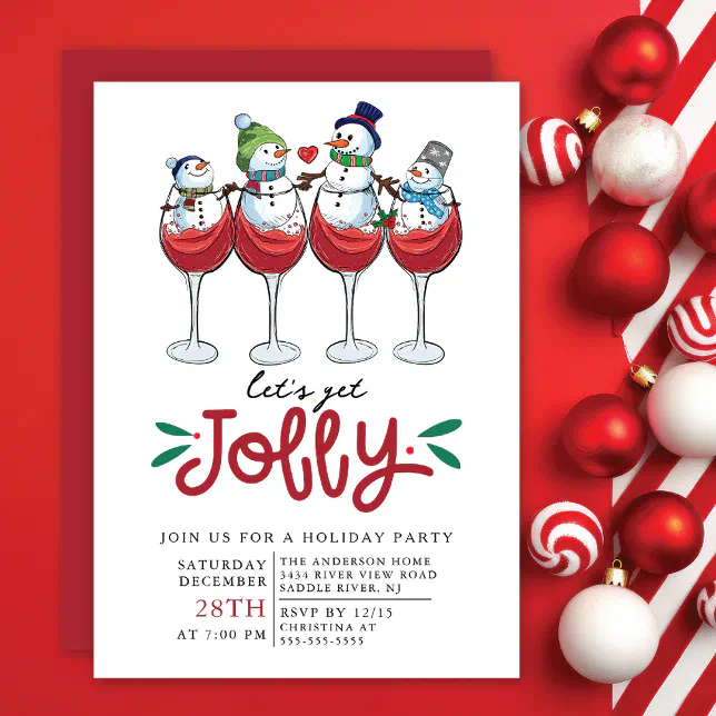 Let's Get Jolly Christmas Cocktail Party Invitation | Zazzle