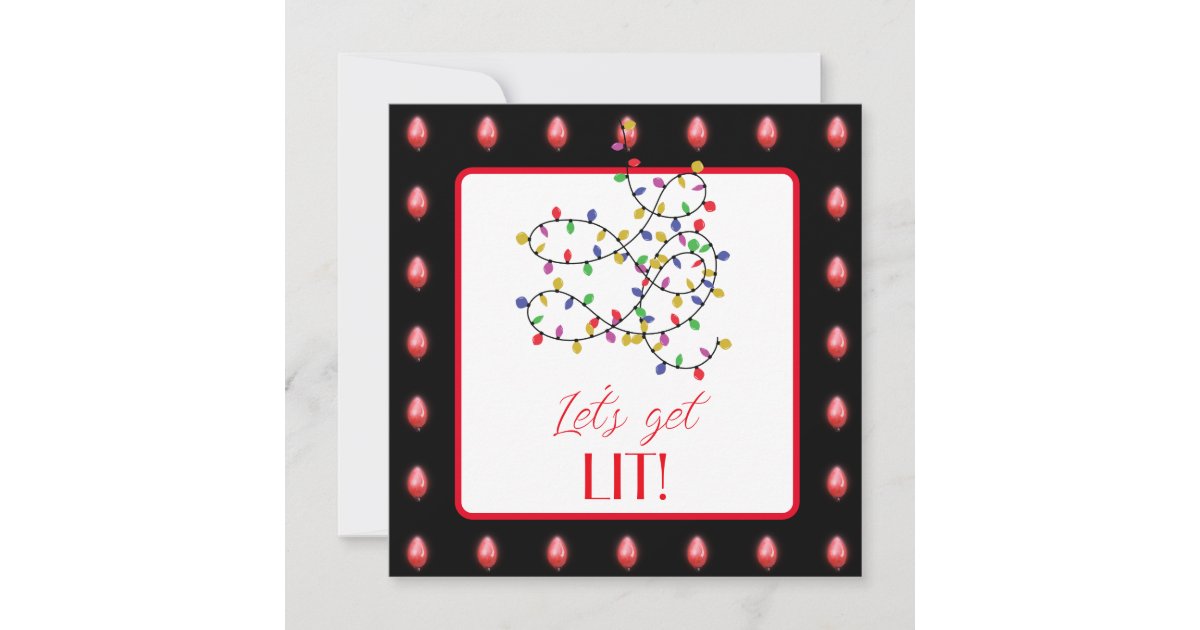 Let's Get Lit Christmas Cocktail Invitation | Zazzle