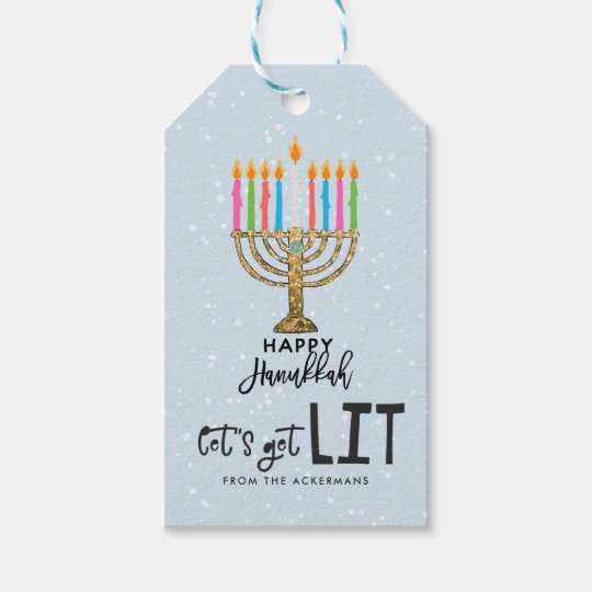 Let's Get Lit | Hanukkah Gift Tags | Zazzle.com