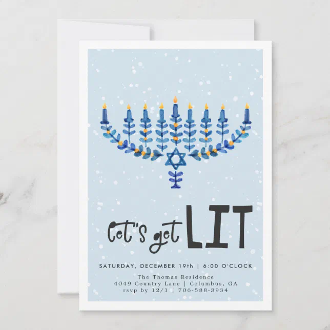 Let's Get Lit | Hanukkah Party Invitation | Zazzle