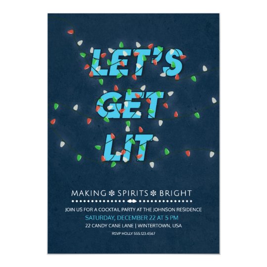 Let's Get Lit Holiday Cocktail Party Invite | Zazzle.com