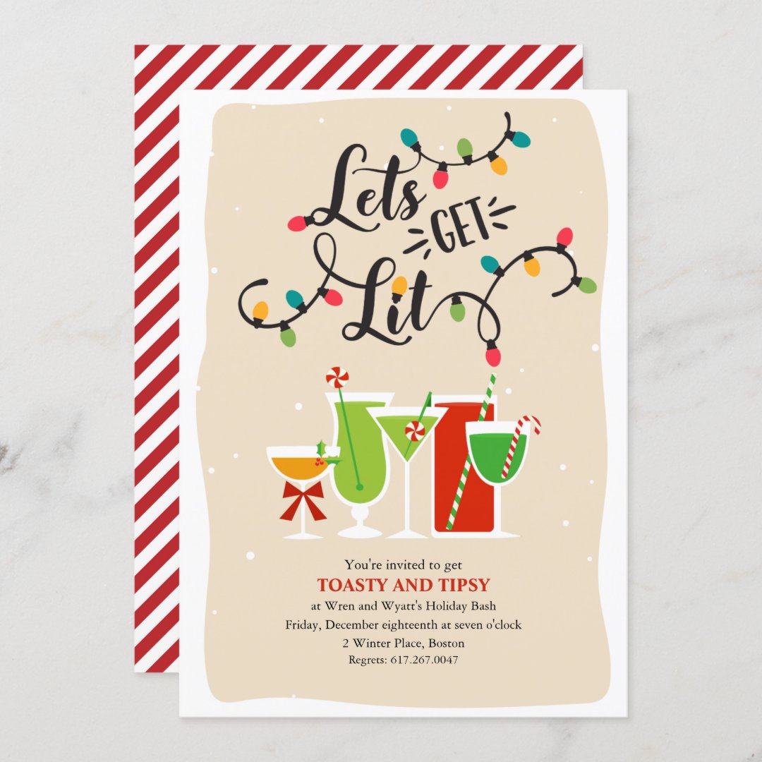 Let's Get Lit Holiday Invitation | Zazzle