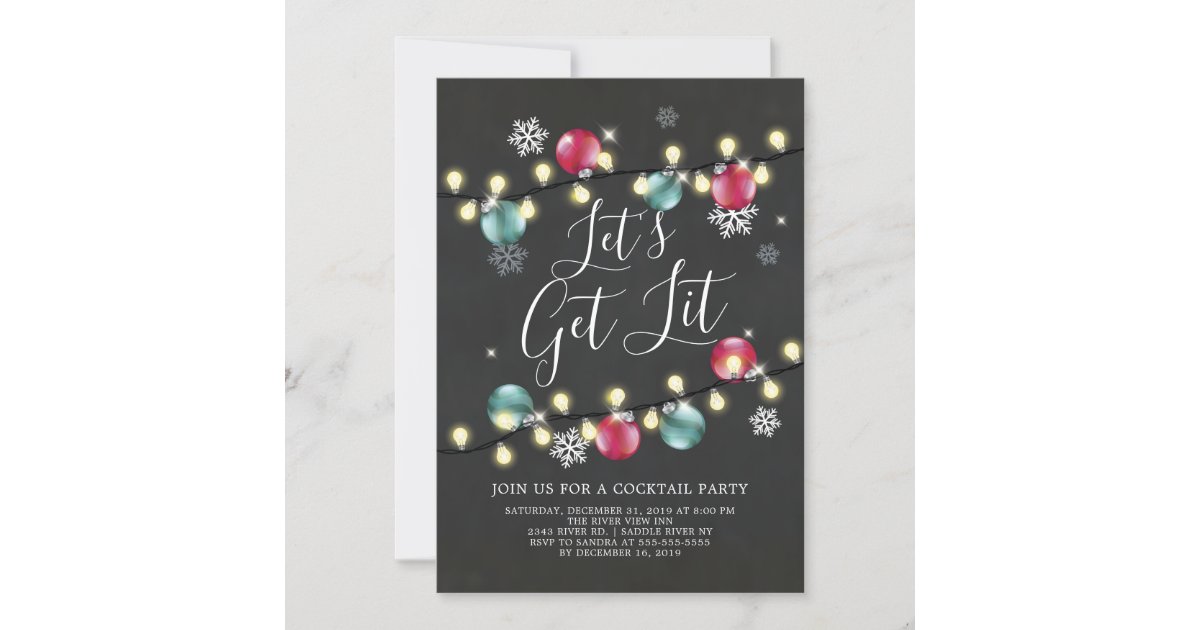 Let's Get Lit Holiday Party Invitation | Zazzle