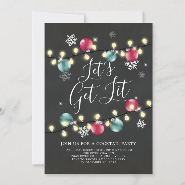 Let's Get Lit Holiday Party Invitation | Zazzle
