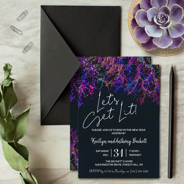 Let's Get Lit | New Year's Eve Party Invitation | Zazzle