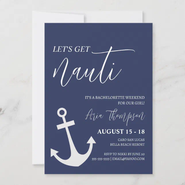 Let's Get Nauti Bachelorette Invitation | Zazzle