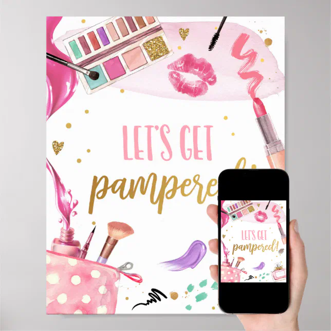 Let's Get Pampered Spa Party Makeup Glamour Girl P Poster | Zazzle