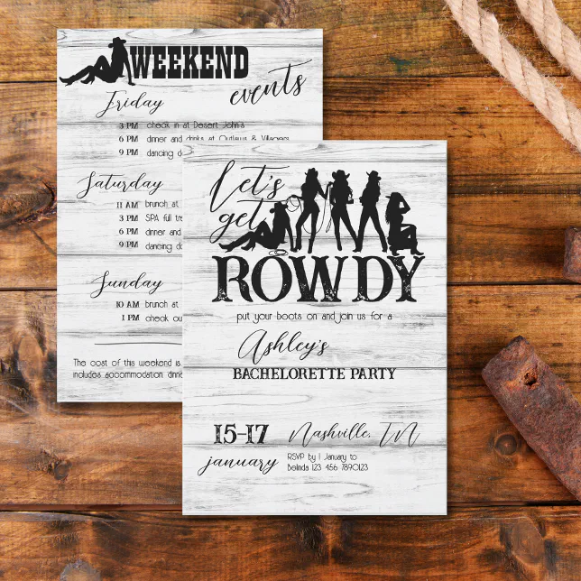 Let's get rowdy cowgirl bachelorette party invitation | Zazzle