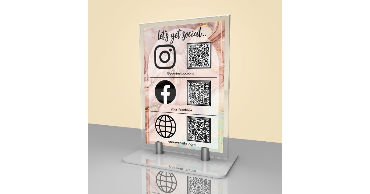 Let's Get Social Business | QR Code Table Card | Zazzle