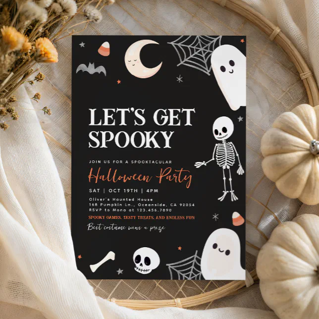 Let's Get Spooky Cute Ghost Halloween Party Invitation | Zazzle