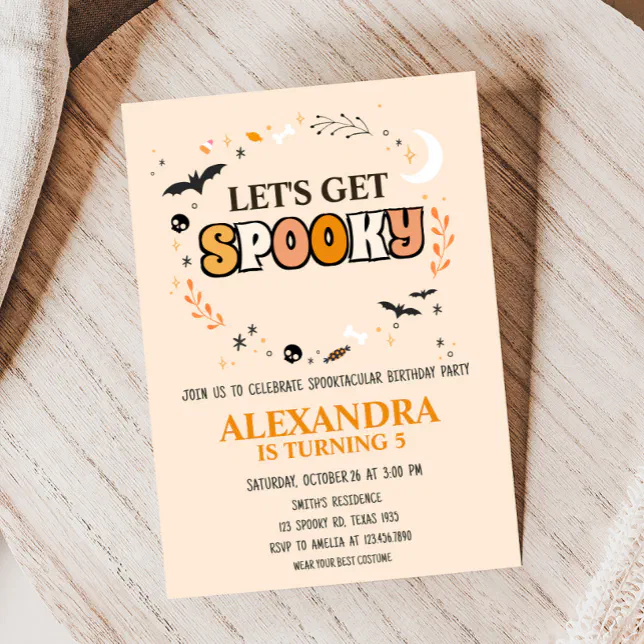 Lets Get Spooky Cute Halloween Birthday Party Invitation | Zazzle