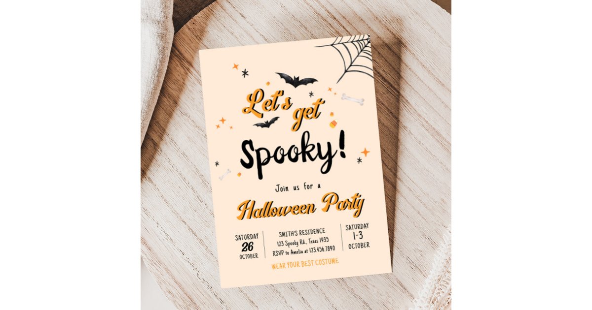 Lets Get Spooky Fun Halloween Party Invitation | Zazzle