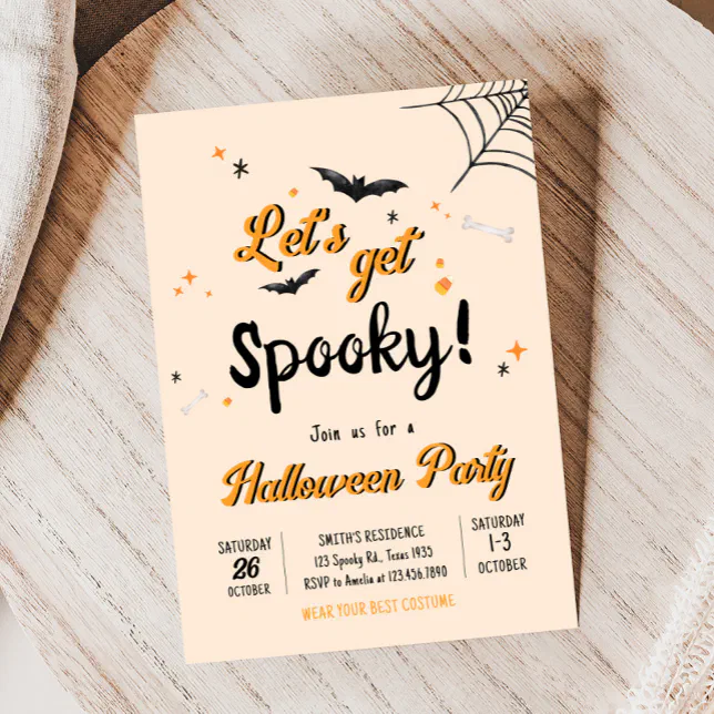 Lets Get Spooky Fun Halloween Party Invitation | Zazzle