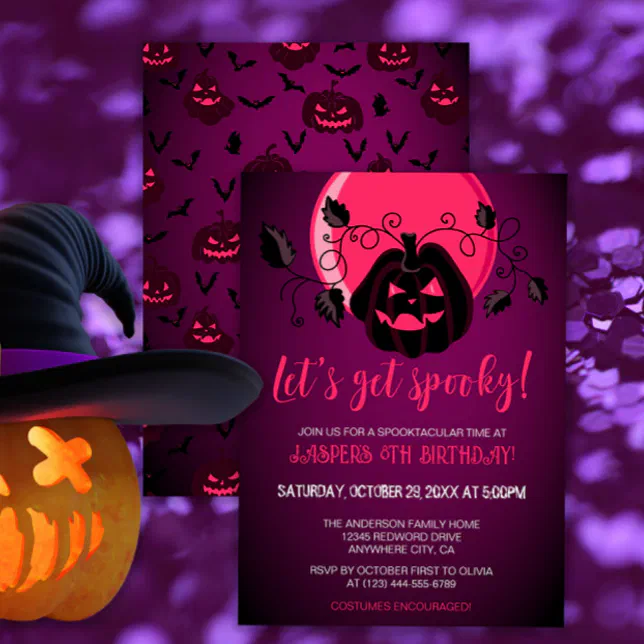 Let's Get Spooky Halloween Any Age Birthday Party Invitation | Zazzle