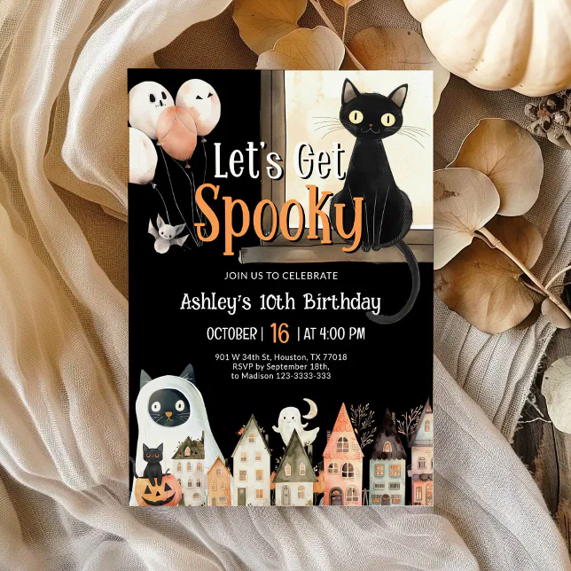 Let's Get Spooky Halloween Birthday Invitation | Zazzle