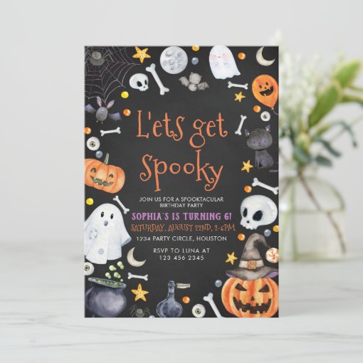 Let's Get Spooky Halloween Party Birthday Invitation | Zazzle
