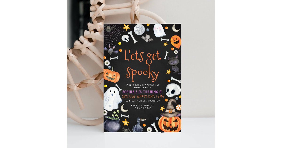 Let's Get Spooky Halloween Party Birthday Invitation | Zazzle