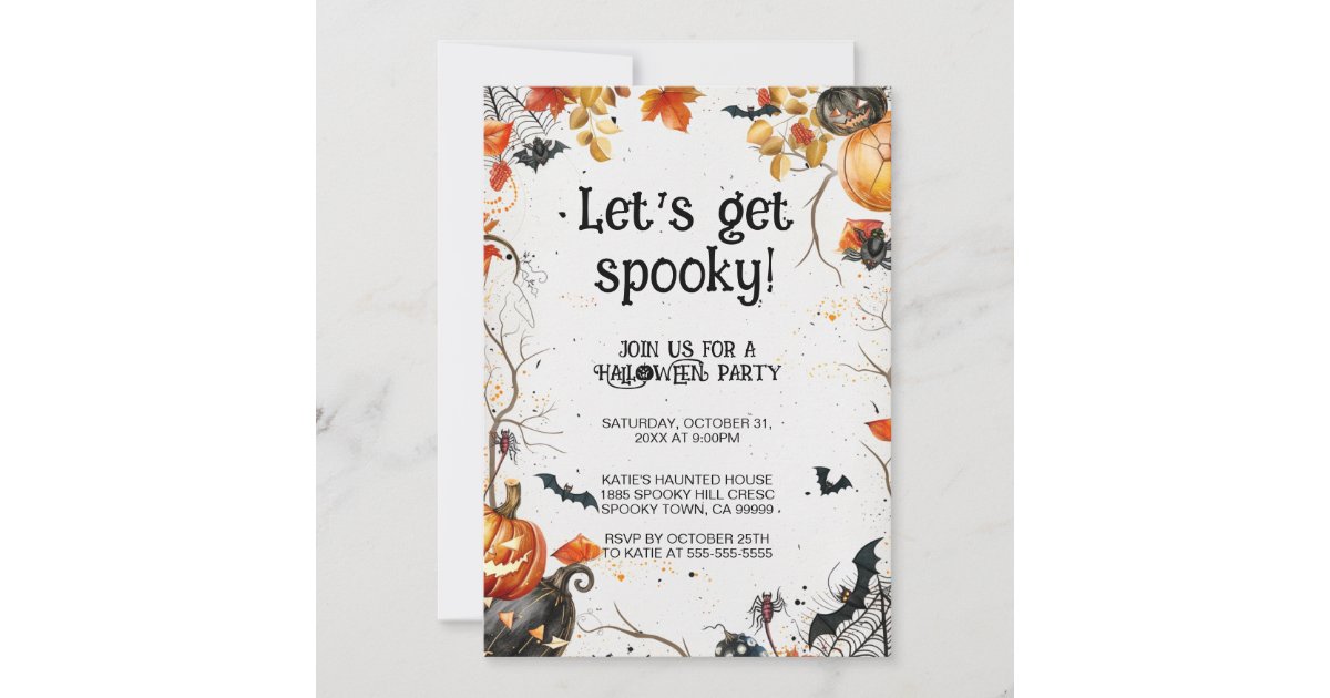 Let's Get Spooky Halloween Party Invitation | Zazzle