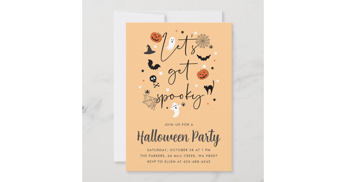 Let's get spooky Halloween Party pumpkin Invitation | Zazzle