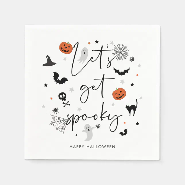 Let's get spooky Halloween Party white Napkins | Zazzle