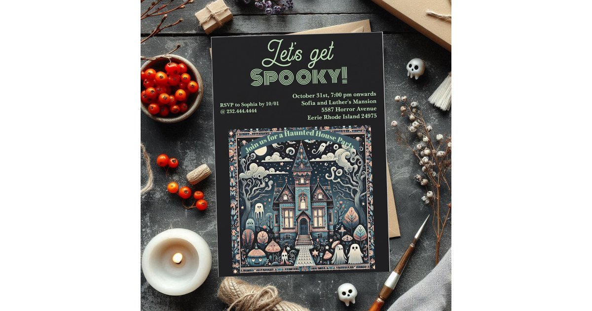 Lets get Spooky Haunted House Ghost & Ghoul Party Invitation | Zazzle